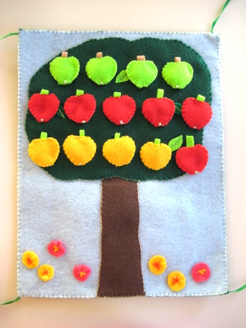 Quiet Book Math Book, Kindergarten Preschool Game, Apple Tree Felt Book ...
